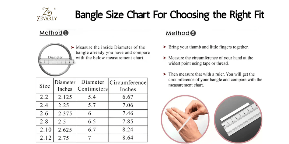 Bangle Size Chart For Choosing the Right Fit – Zevarly